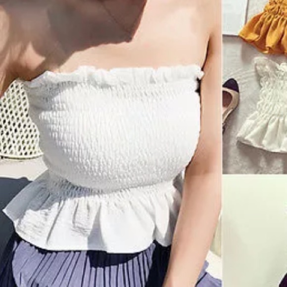 Boutique | Tops | Smocked Frilly Ruffle Tube Top Sleeveless Summer ...